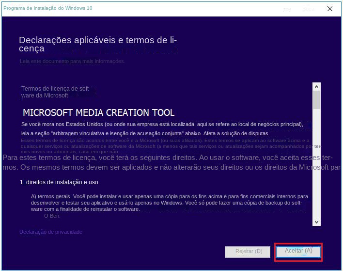 Ao atualizar o Windows, ele exibe "Não é possível atualizar a partição ...