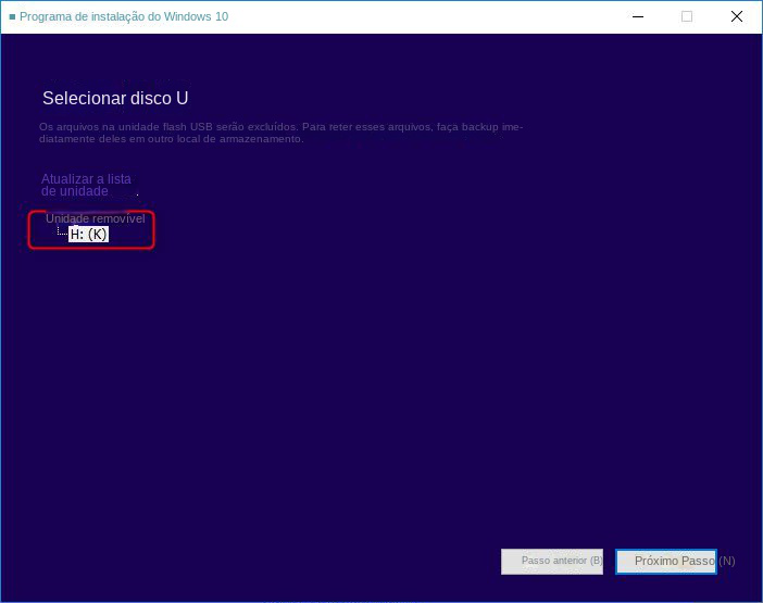 Ao atualizar o Windows, ele exibe "Não é possível atualizar a partição ...
